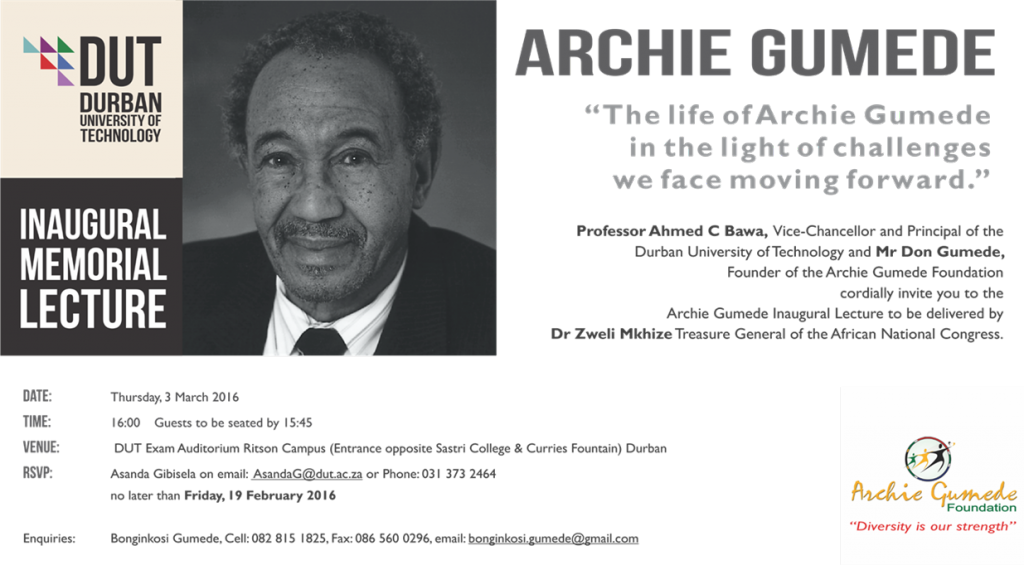 Archie Gumede Memorial Lecture
