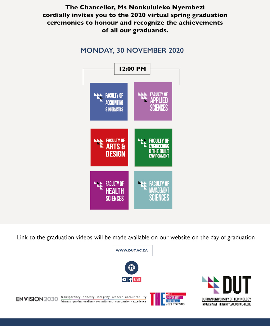 DUT Virtual Spring Graduation 2020: Invitation